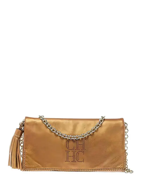 Carolina Herrera Logo Tassel Clutch Bag - Brown