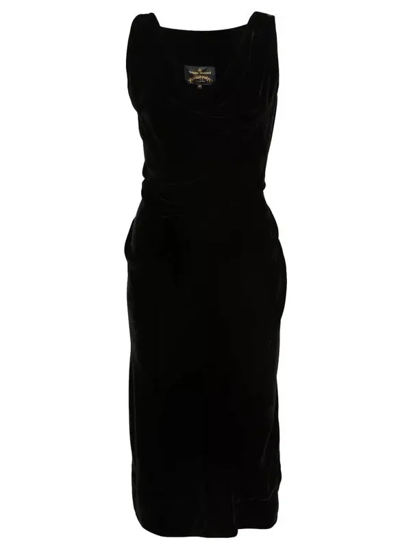 VIVIENNE WESTWOOD 1990s Cowl-neck Velvet Dress - Black