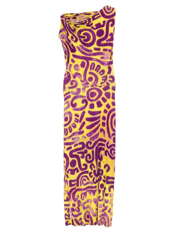 VIVIENNE WESTWOOD 2014s Abstract-print Midi Dress - Yellow