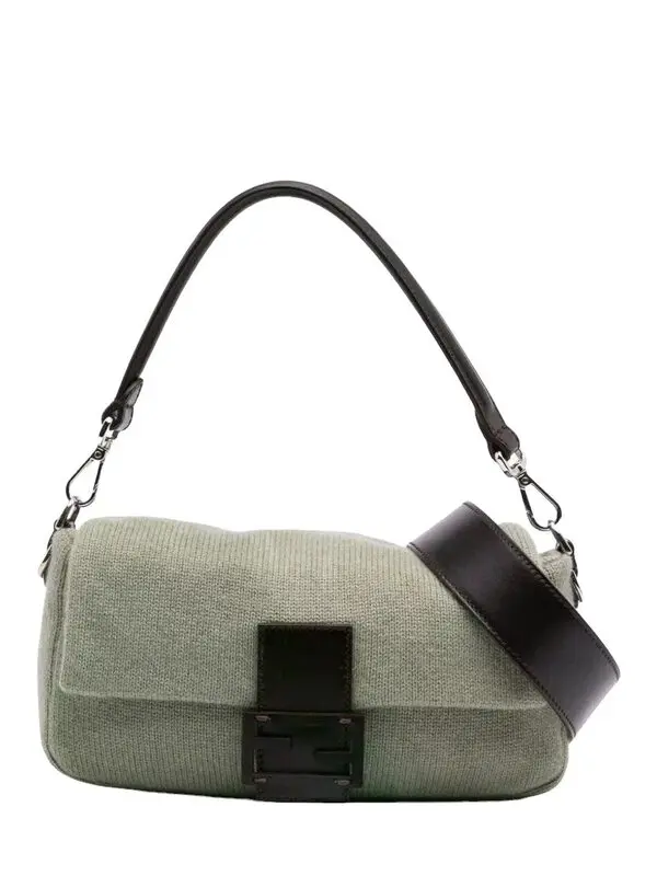 Fendi 2010-2024 Cashmere Baguette Satchel - Green