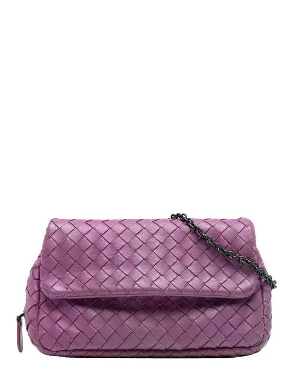 Bottega Veneta Mini Nappa Intrecciato Expandable Chain Flap Crossbody Bag - Purple