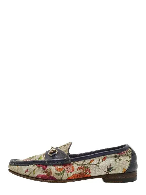 Gucci Floral-print Loafers - Blue