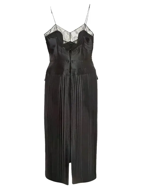 Fendi Lace-trim Pleated Dress - Black