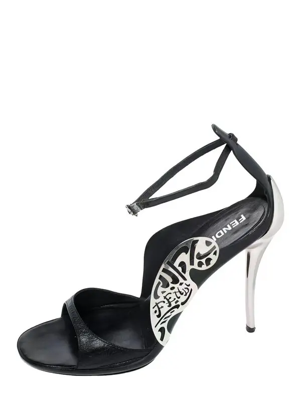 Fendi Metal-appliqué Leather Sandals - Black