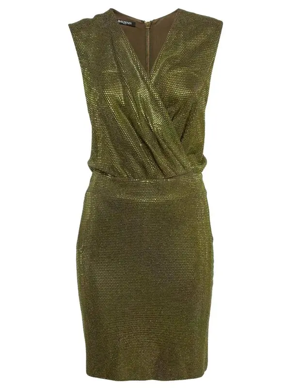 Balmain Rhinestone-embellished Dress - Green