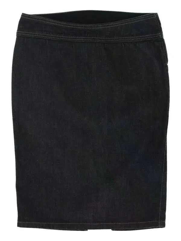 Gianfranco Ferre 2000s Rear Slit Denim Skirt - Blue