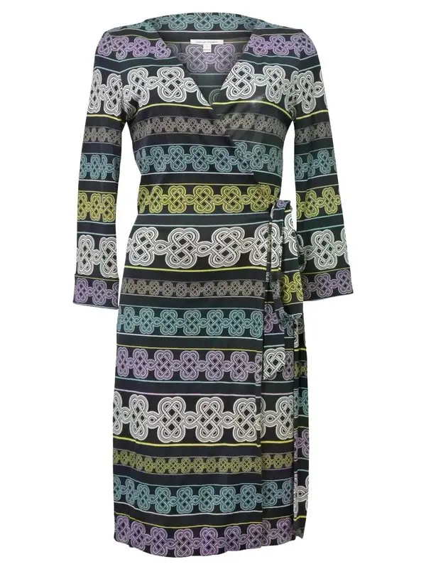 Diane Von Furstenberg Knot-print Wrap Dress - Black