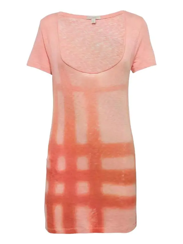Burberry Checked Scoop-neck T-shirt - Pink
