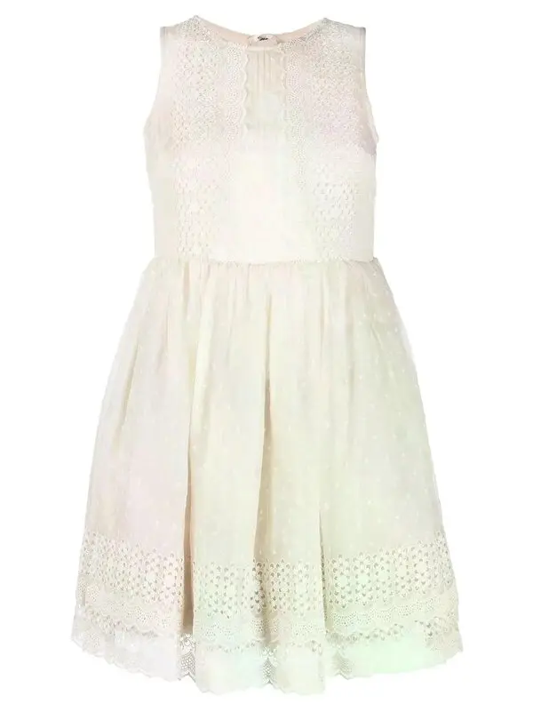 Valentino Garavani 2010s Lace-paneled Sleeveless Dress - Neutrals