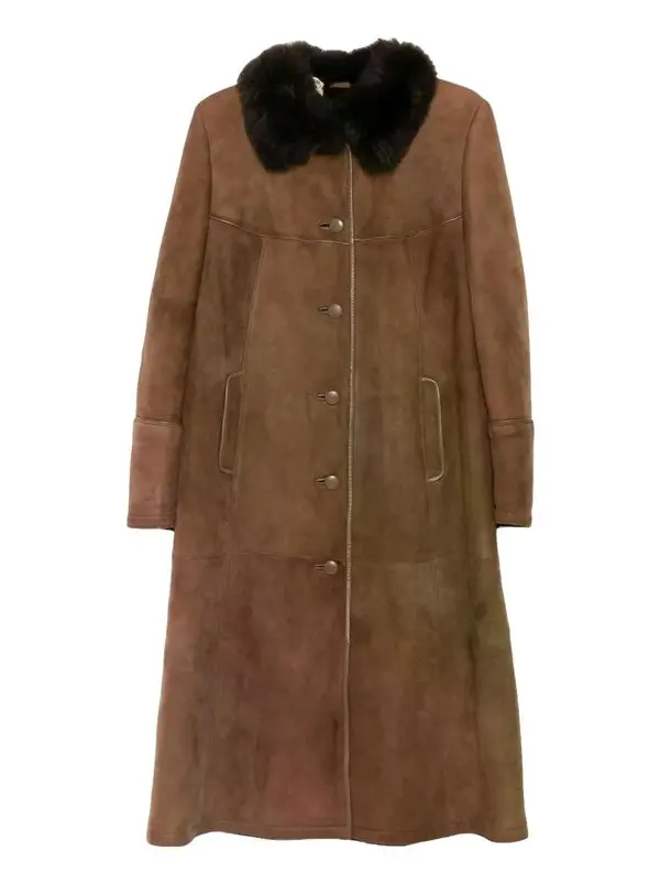 A.N.G.E.L.O. VINTAGE CULT 1990s Faux-fur Collar Coat - Brown