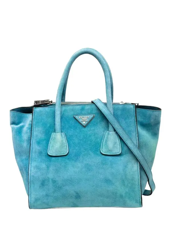 Prada Small Scamosciato Twin Pocket Satchel - Blue