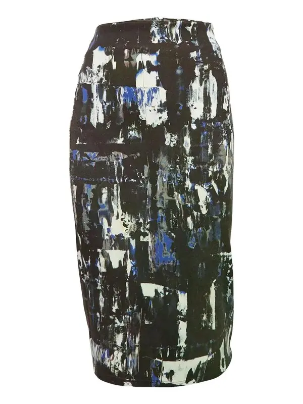Alexander McQueen Abstract-print Midi Skirt - Black