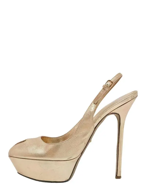 SERGIO ROSSI 140mm Platform Peep Toe Sandals - Gold