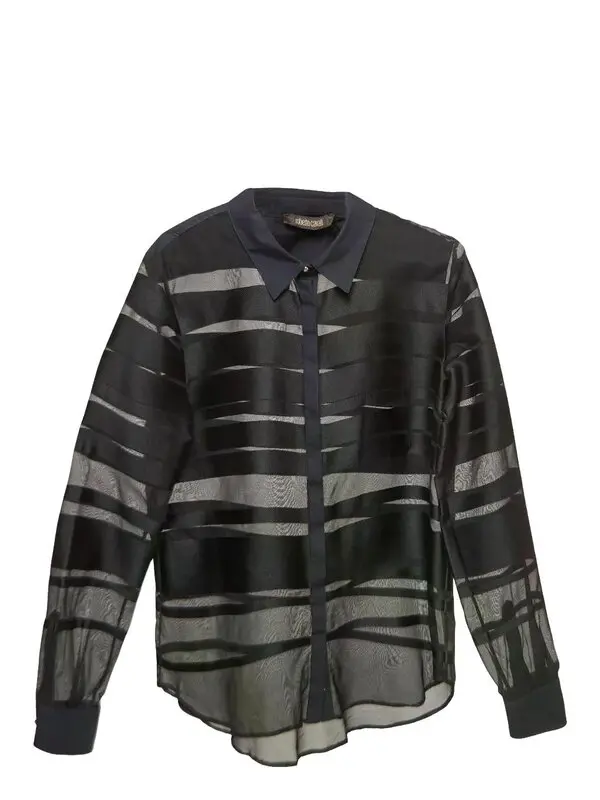 Roberto Cavalli Vintage Sheer Stripe Shirt - Black