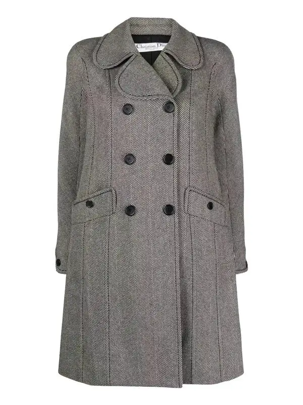 Dior 2000s Double-breasted Thigh-length Coat - Black
