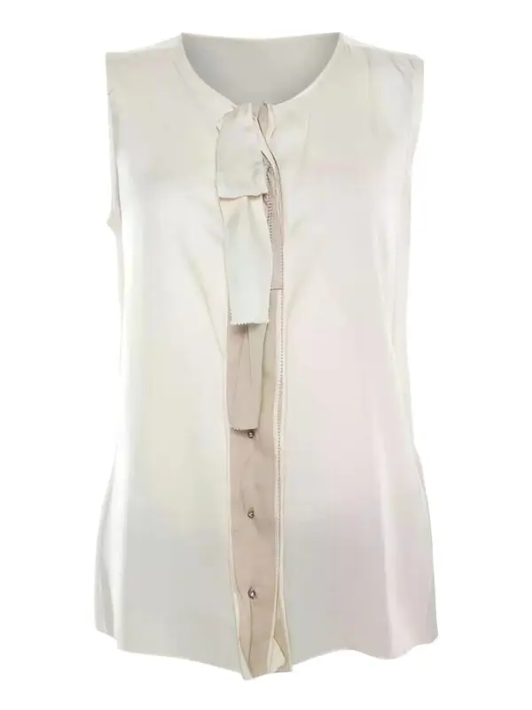 Elie Tahari Bow-detail Stretch-silk Blouse - Neutrals