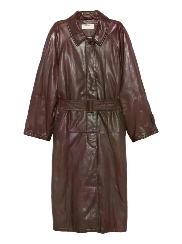 A.N.G.E.L.O. VINTAGE CULT 1980s Belted Leather Coat - Brown