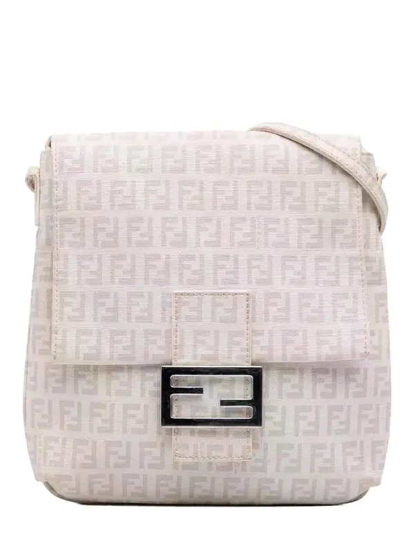 Fendi Zucchino Canvas Mama Forever Crossbody Bag - White
