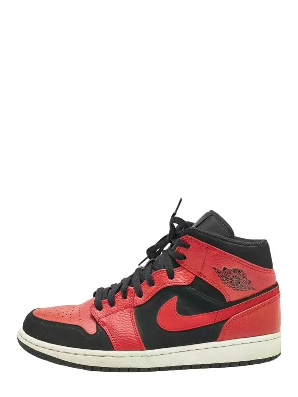 JORDAN Air 1 Leather Basketball Sneakers - Red