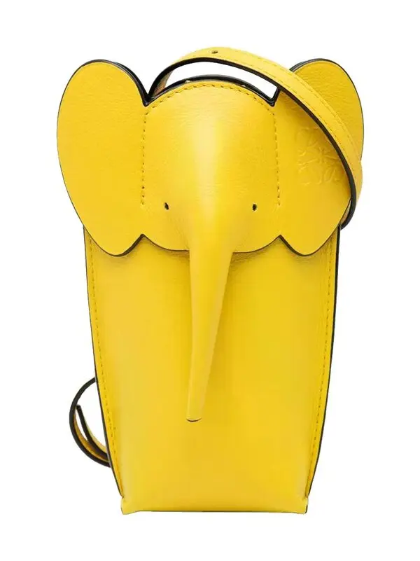 Loewe Leather Elephant Pocket Crossbody Bag - Yellow
