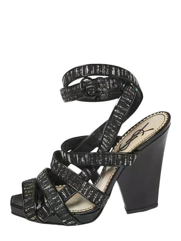 Saint Laurent 115mm Leather Heeled Sandals - Black