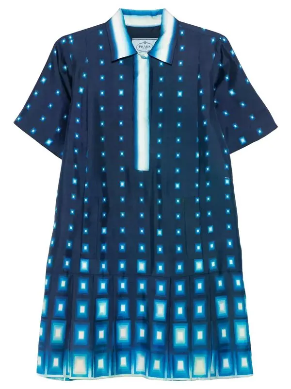 Prada 2000s Printed Midi Dress - Blue
