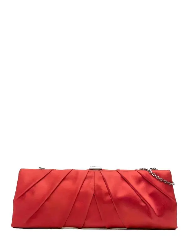 Valentino Garavani Satin Pleated Chain Evening Clutch - Red