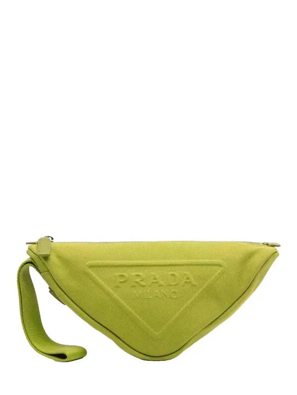 Prada Canapa Wristlet Clutch Bag - Green