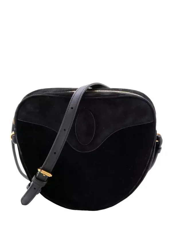 Saint Laurent Le Monogramme Coeur Velvet And Suede Crossbody Bag - Black