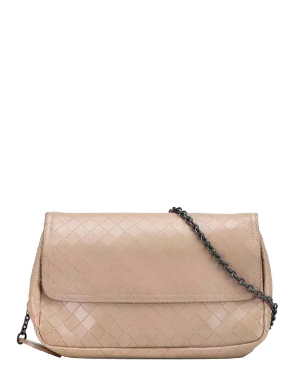 Bottega Veneta Pre-owned Intrecciomirage Chain Crossbody Bag - Brown