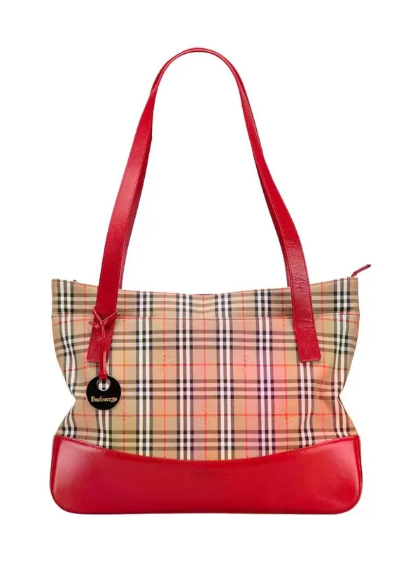 Burberry Haymarket Check Canvas Tote Bag - Brown