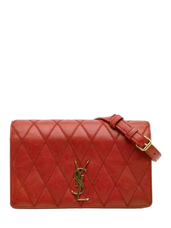 Saint Laurent Pre-owned 2019 Diamond Quilted Lambskin Angie Chain Bag - Red