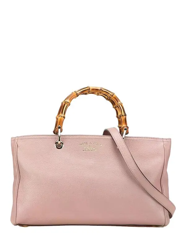 Gucci Medium Calfskin Bamboo Shopper Satchel - Pink