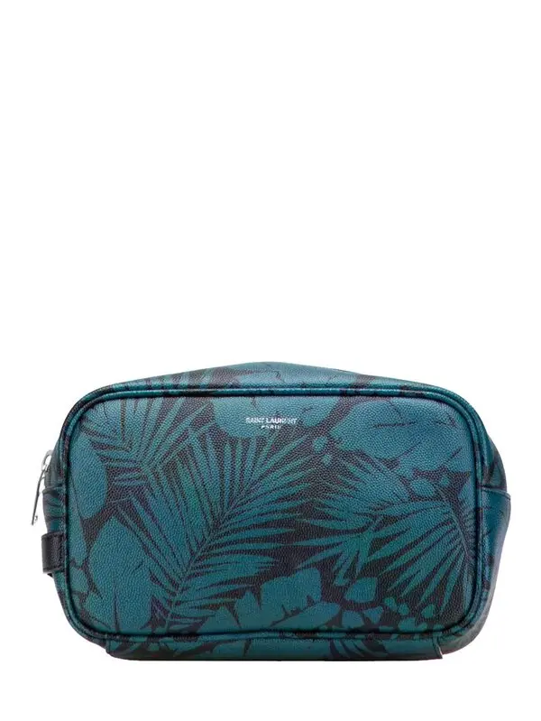 Saint Laurent Grain De Poudre Tropical Palm Pouch - Blue