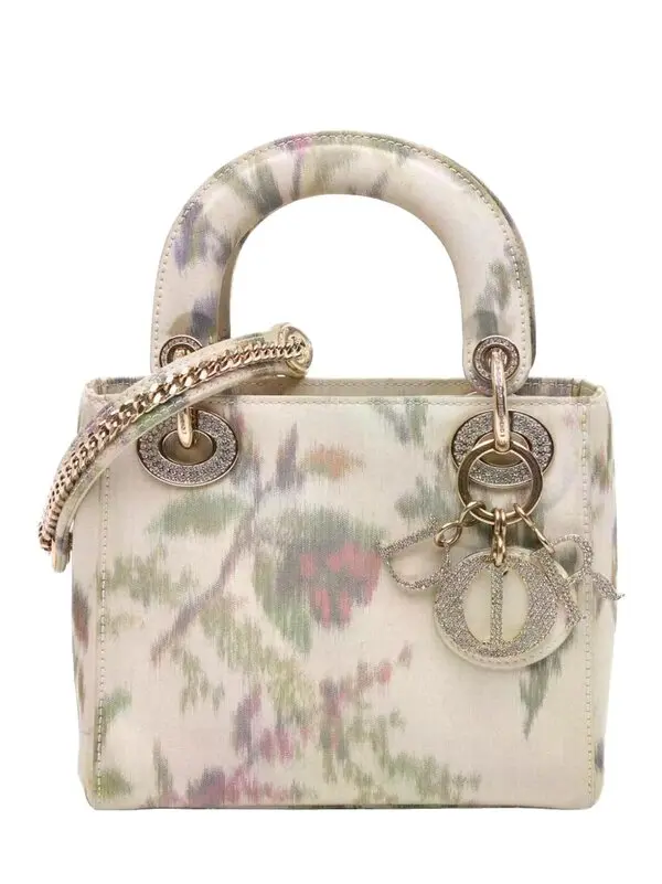 Dior Pre-owned 2019 Mini Floral Crystal Lady Satchel - White