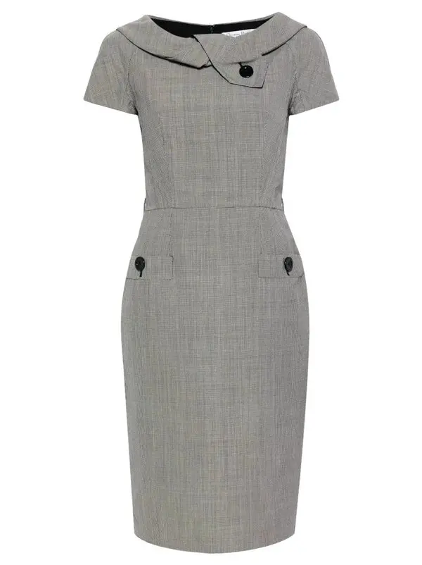 Dior 2010s Houndstooth Wool Dress - White