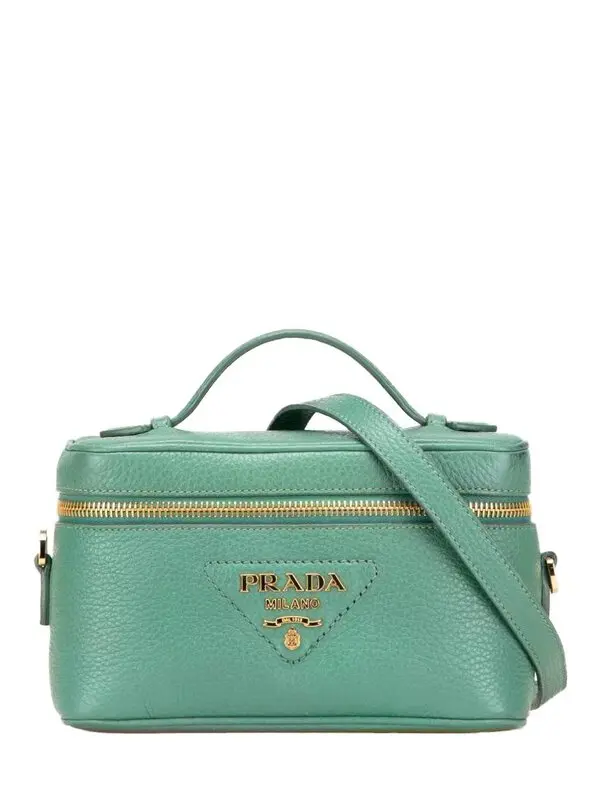Prada Mini Vitello Daino Top Handle Vanity Bag - Green