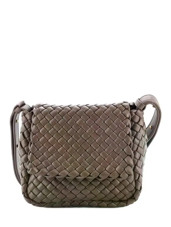 Bottega Veneta Cobble Flap Padded Intrecciato Leather Mini Shoulder Bag - Brown