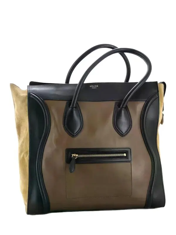 Celine Tricolor Luggage Tote Bag - Brown