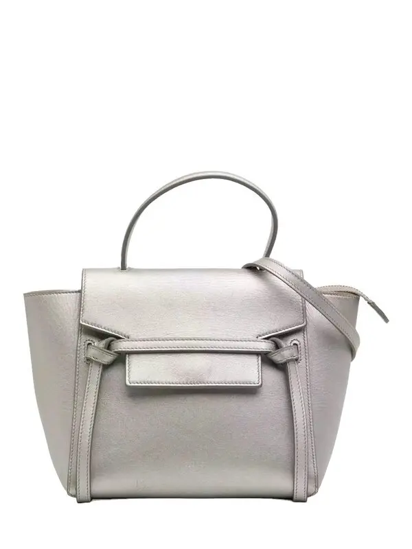 Celine 2018 Nano Laminated Calfskin Belt Bag Satchel - Silver