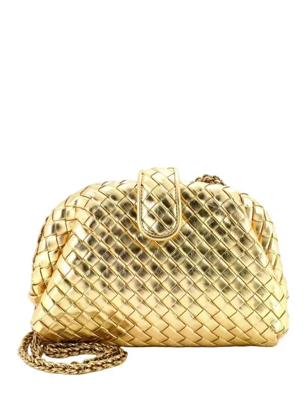 Bottega Veneta Lauren 1980 With Chain Intrecciato Nappa Medium Clutch Bag - Gold