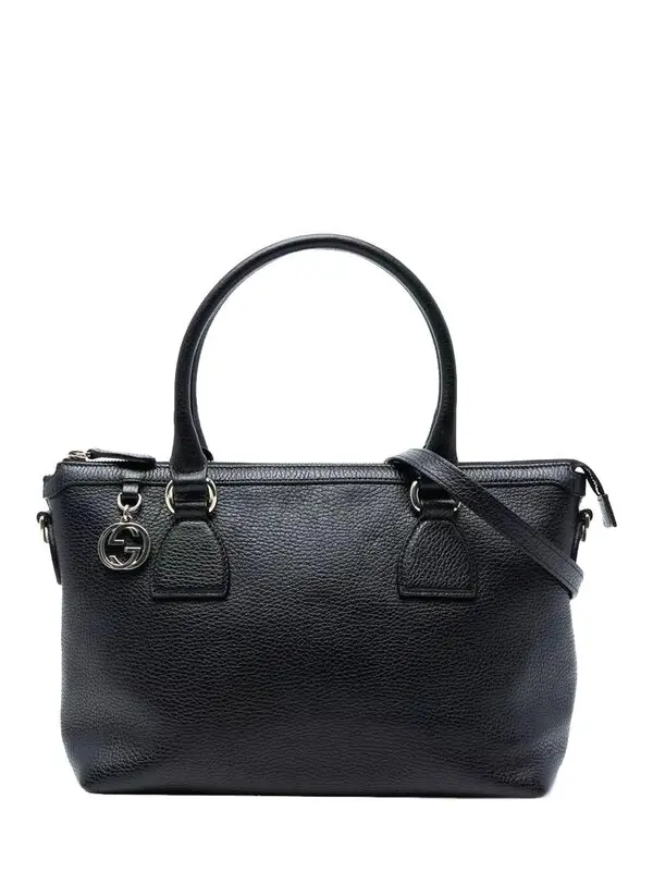 Gucci Calfskin Gg Charm Satchel - Black