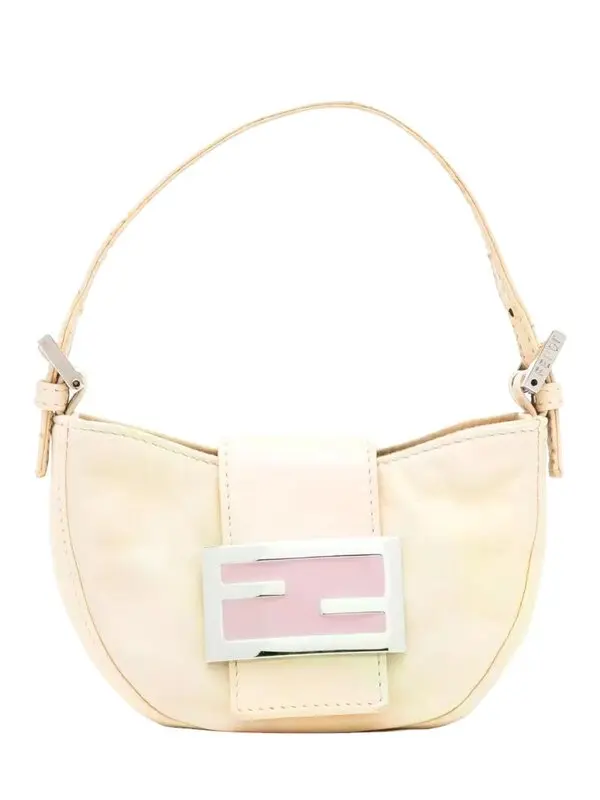Fendi Ff Plaque Croissant Handbag - Yellow