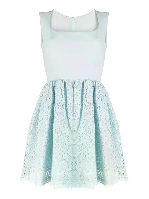 Miu Miu Floral Lace-panel Minidress - Blue