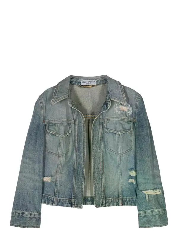 Dolce & Gabbana 2000s Distressed Denim Jacket - Blue
