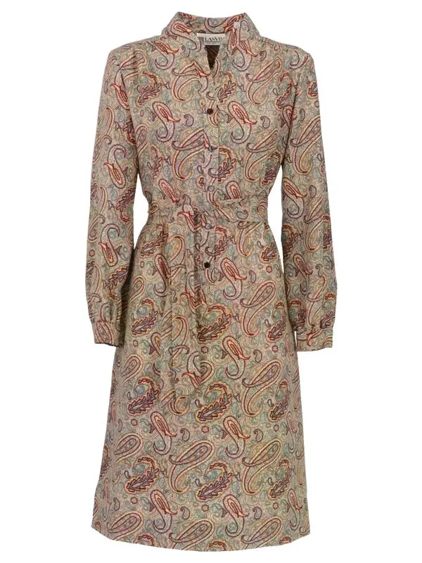LANVIN 1970s Paisley-print Cotton Dress - Neutrals