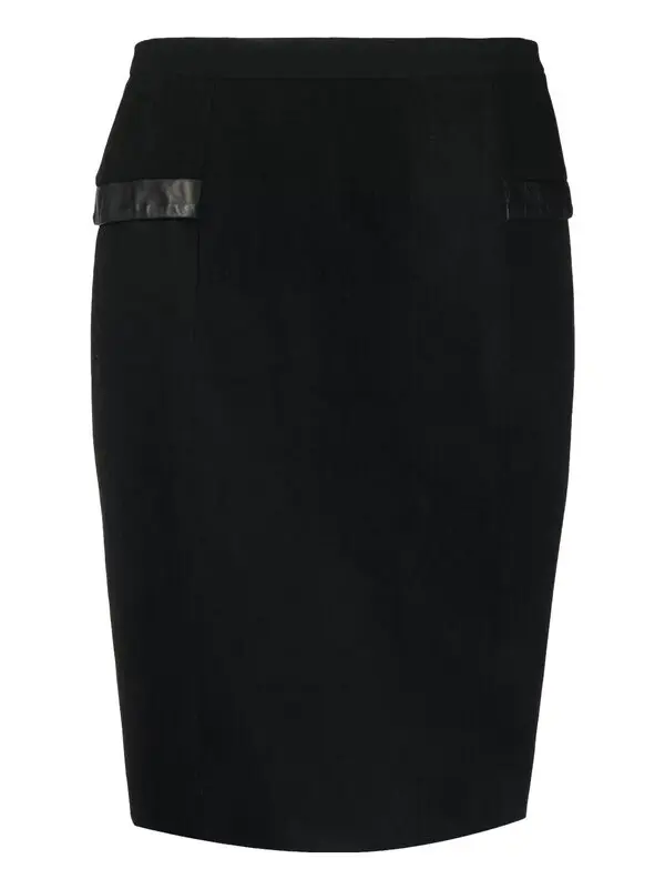 Dior 2010s Leather Trim Pencil Skirt - Black