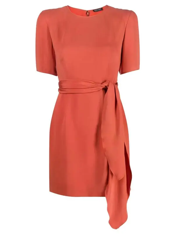 Giorgio Armani 1980s Tied-waist Flared Minidress - Orange