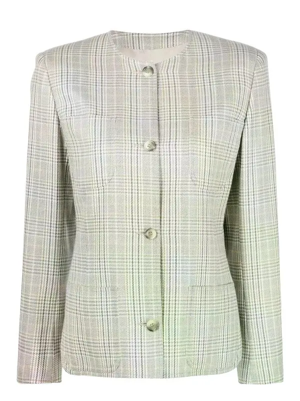 Valentino Garavani 1980s Prince Of Wales Collarless Jacket - Neutrals
