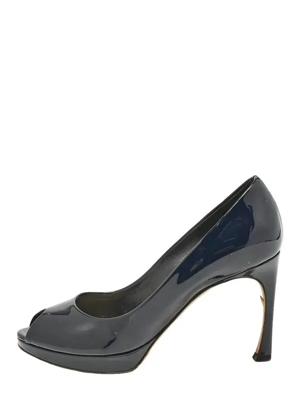 Dior Patent Leather Peep-toe Pumps - Blue